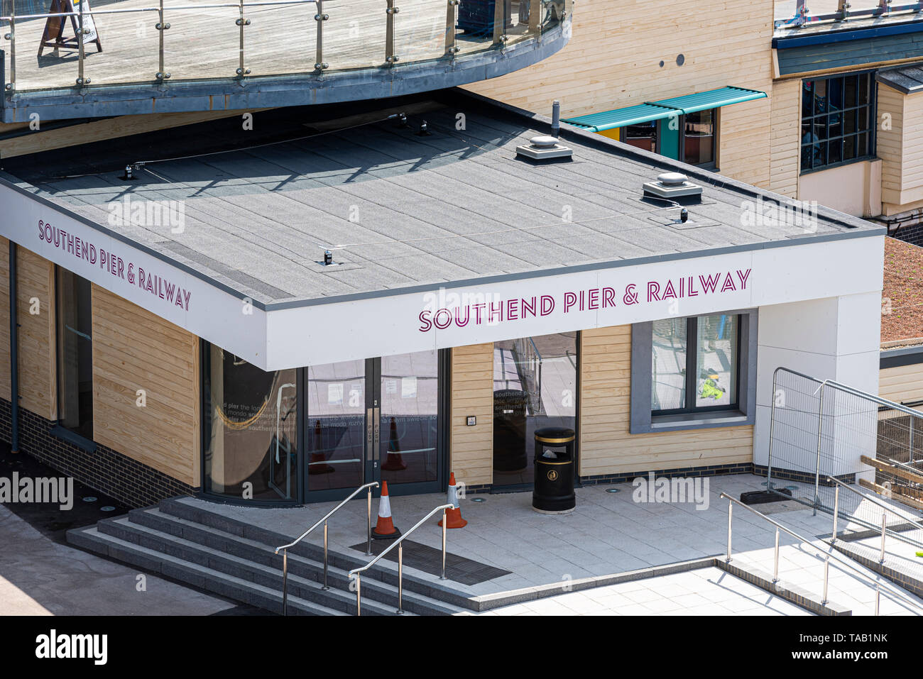 New entrance structure building to Southend pier and pier railway ...