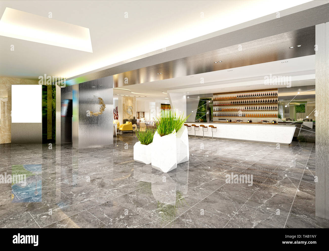 3d render of hotel lobby reception Stock Photo - Alamy