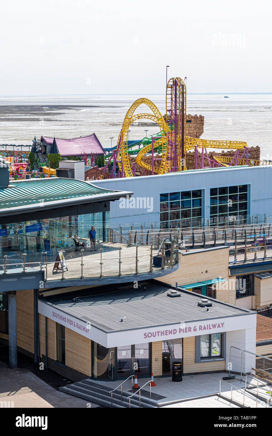 New entrance structure building to Southend pier and pier railway ...