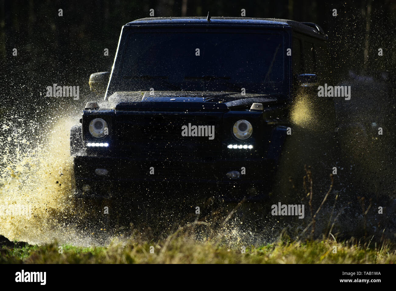 Extreme, challenge and 4x4 vehicle concept. SUV or offroad car on path ...