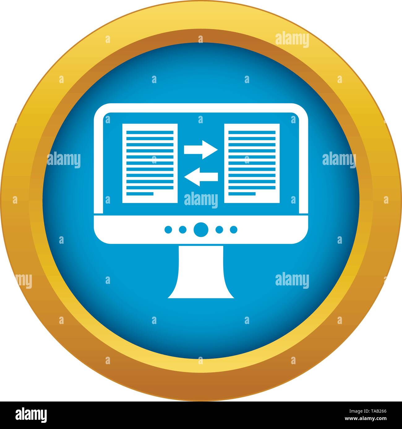 Translator app on the screen of computer icon blue vector isolated ...