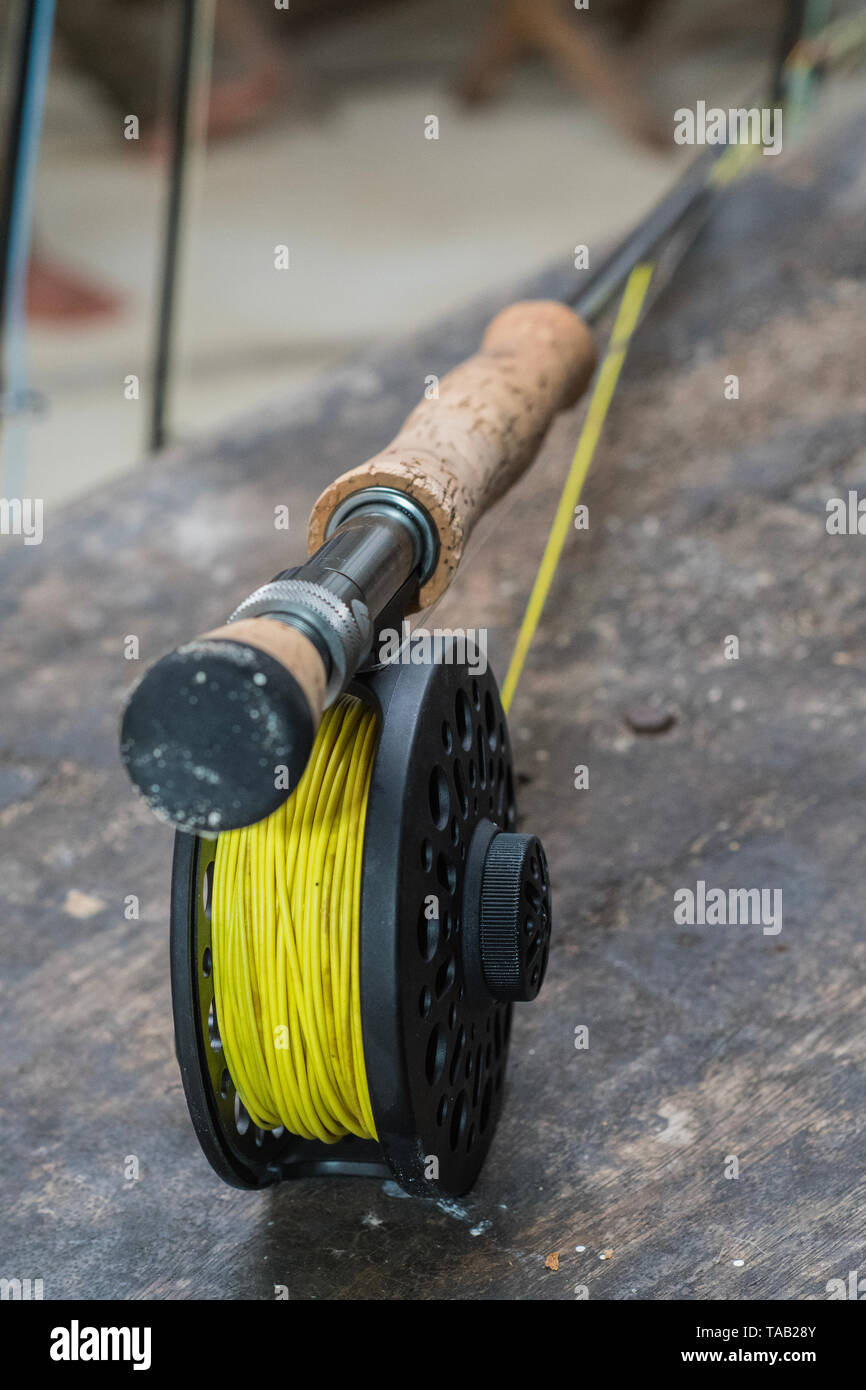 Saltwater fly fishing fly rod and reel Stock Photo - Alamy