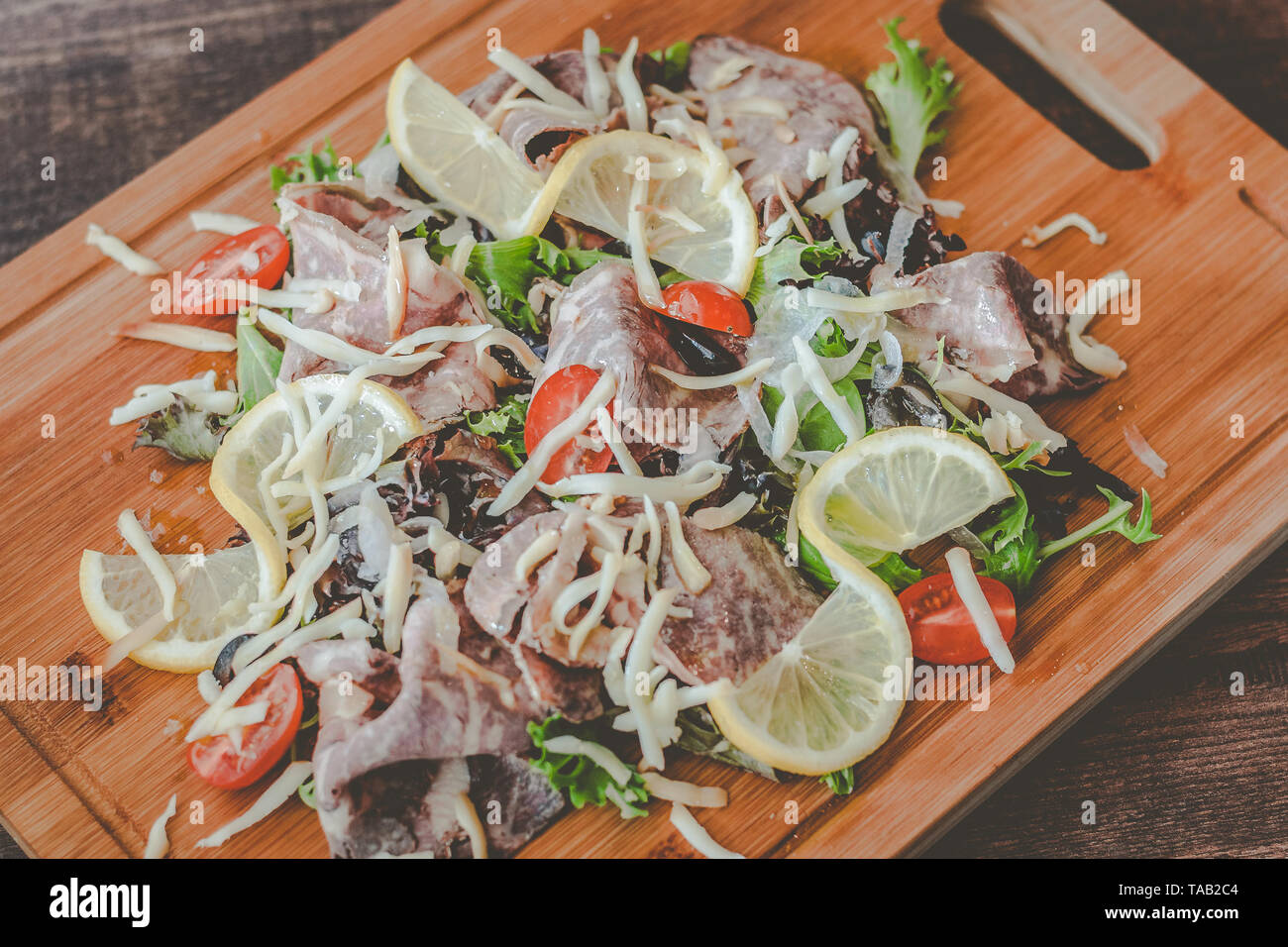 Roasted Beef Platter with Marinated roast beef mesclun salad, smoked ...