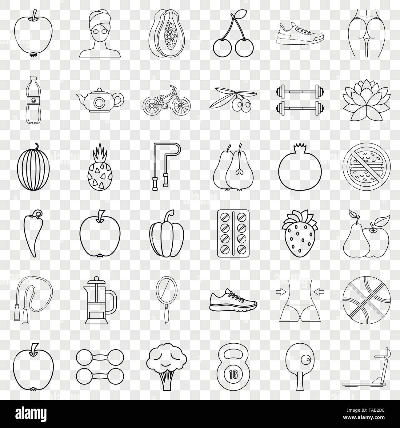 Slimness icons set, outline style Stock Vector Image & Art - Alamy