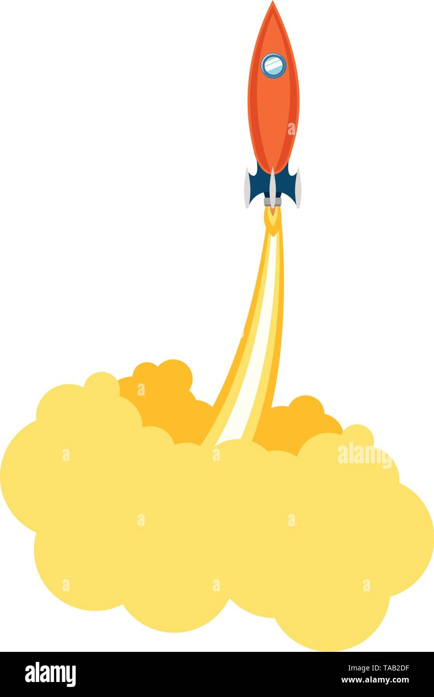 rocket taking off in white background Stock Vector Image & Art - Alamy