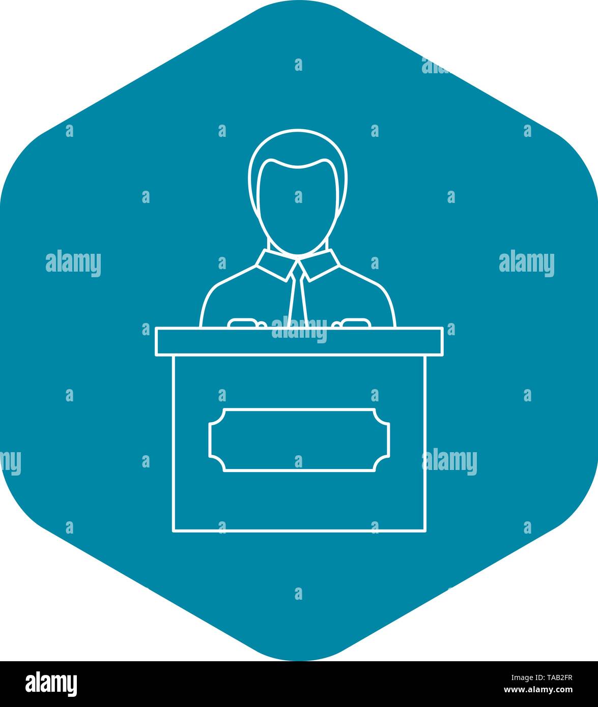 Orator speaking from tribune icon, outline style Stock Vector Image ...