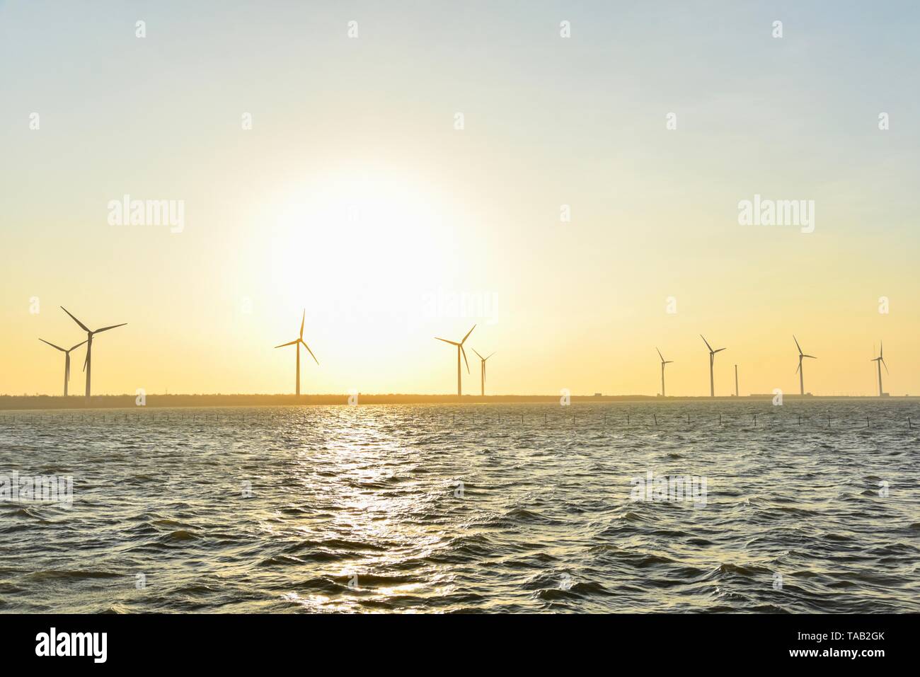 View of Wind Turbines at Gaomei Wetlands in Taiwan Stock Photo - Alamy