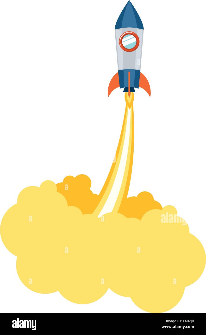 rocket taking off in white background Stock Vector Image & Art - Alamy
