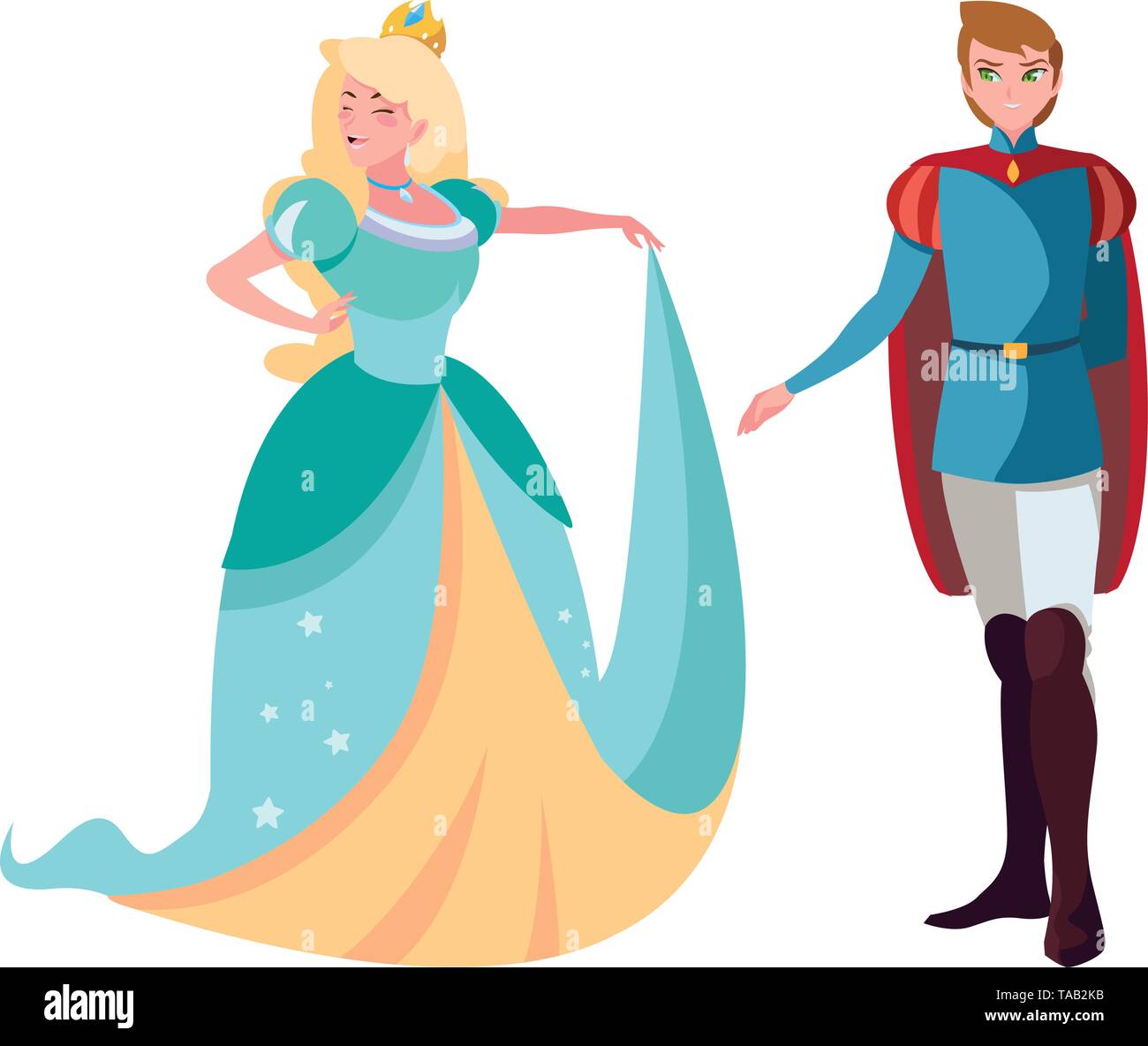 prince charming and princess of tales characters vector illustration ...
