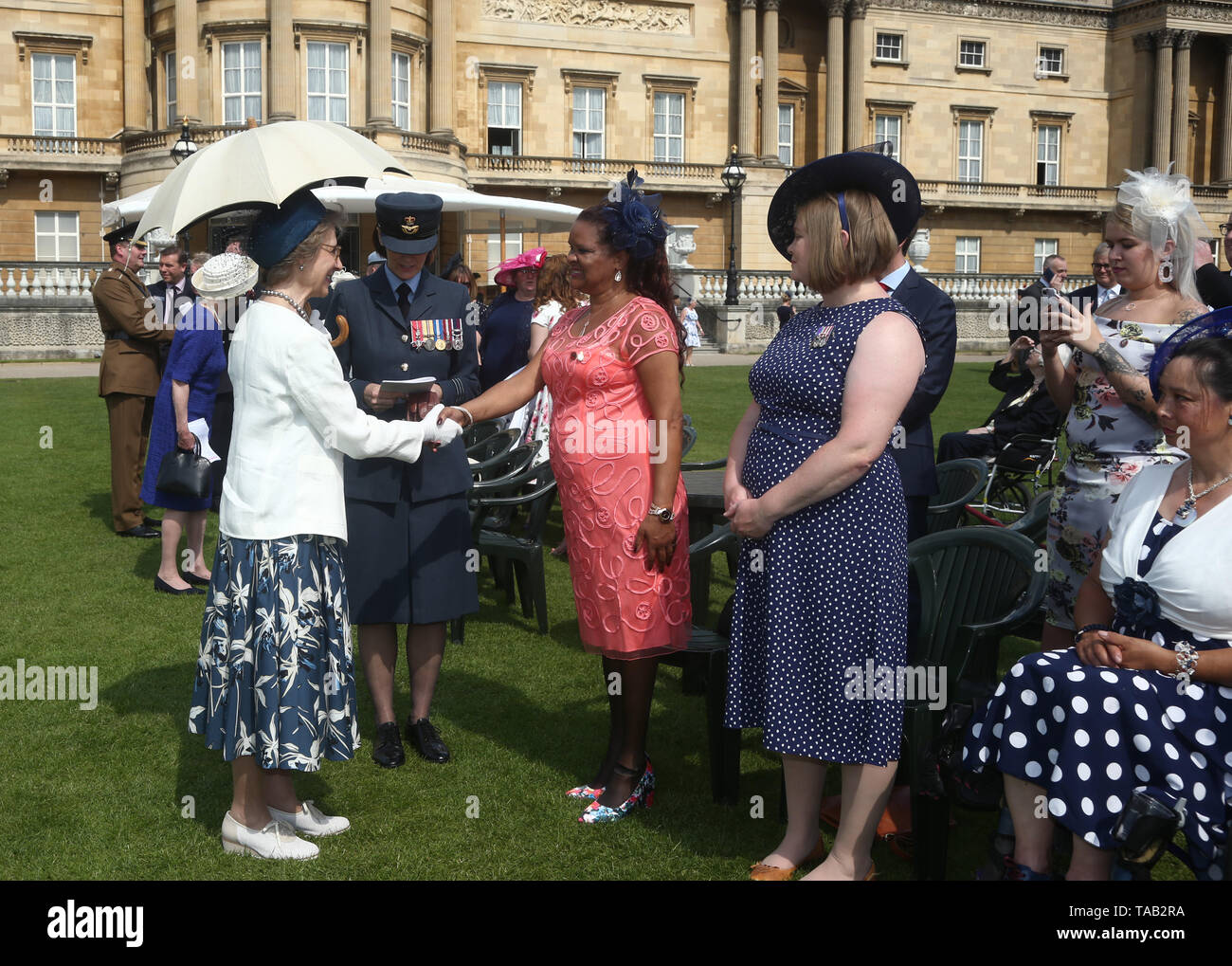 The Duchess of Gloucester (left) meeting veteran Carol king, during the ...