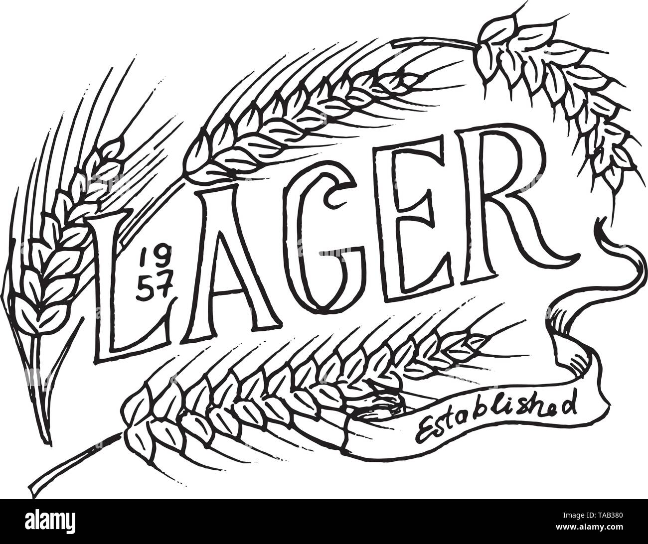 Rye for wheat beer in vintage style. Alcoholic Label with calligraphic ...