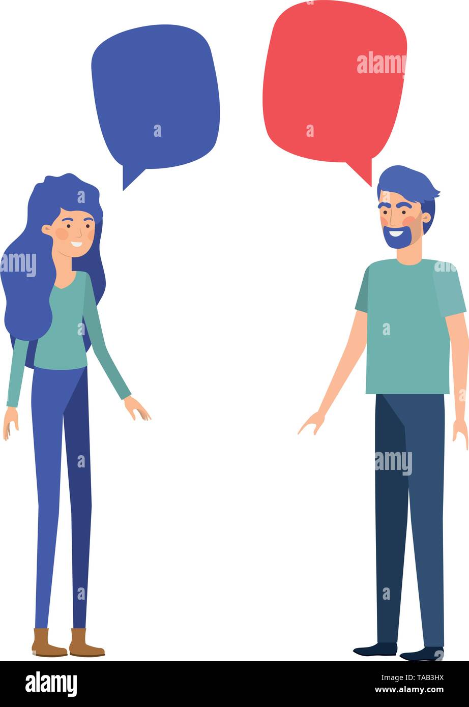 couple with speech bubble avatar character Stock Vector Image & Art - Alamy