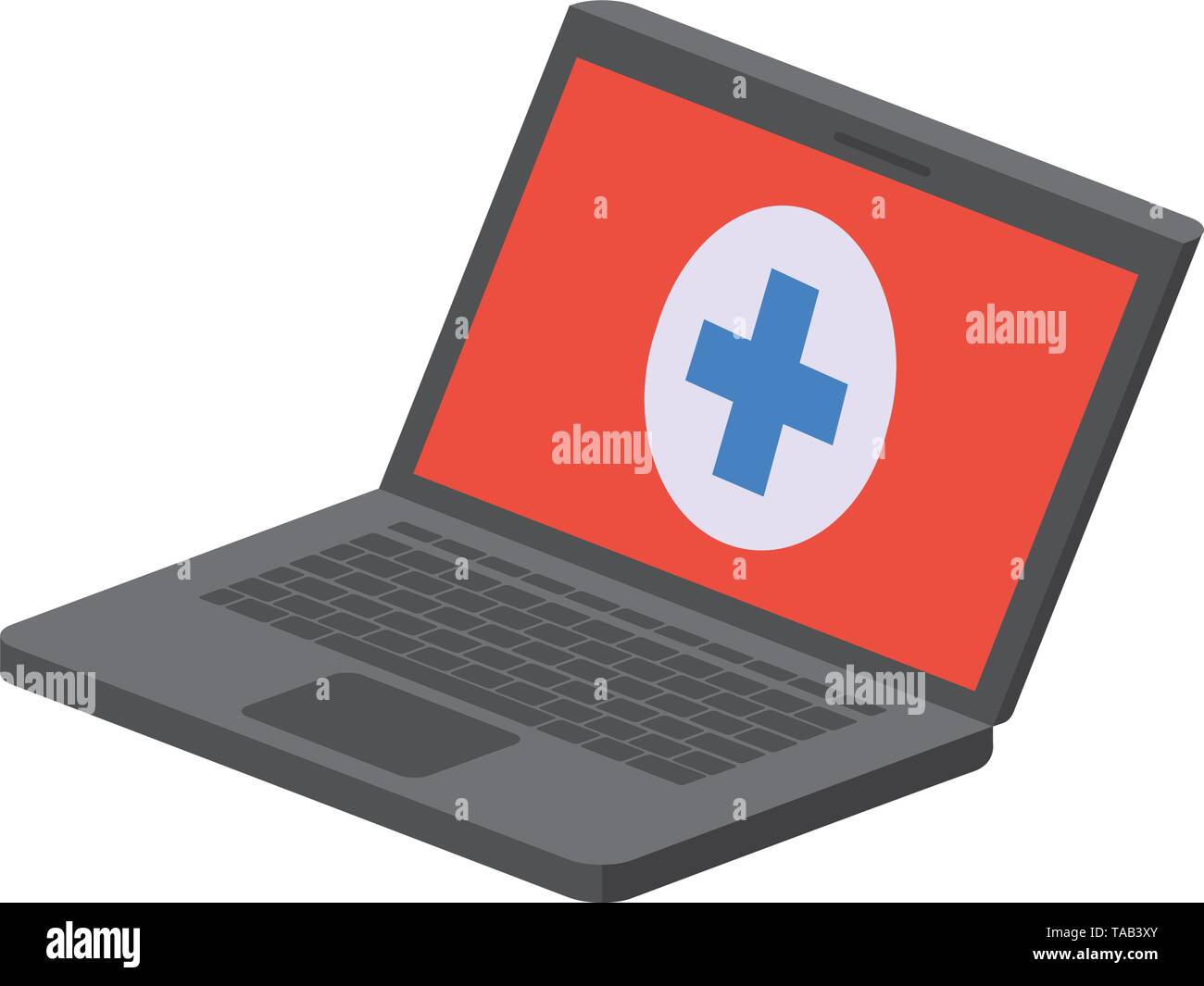 laptop with medical symbol isolated icon Stock Vector Image & Art - Alamy