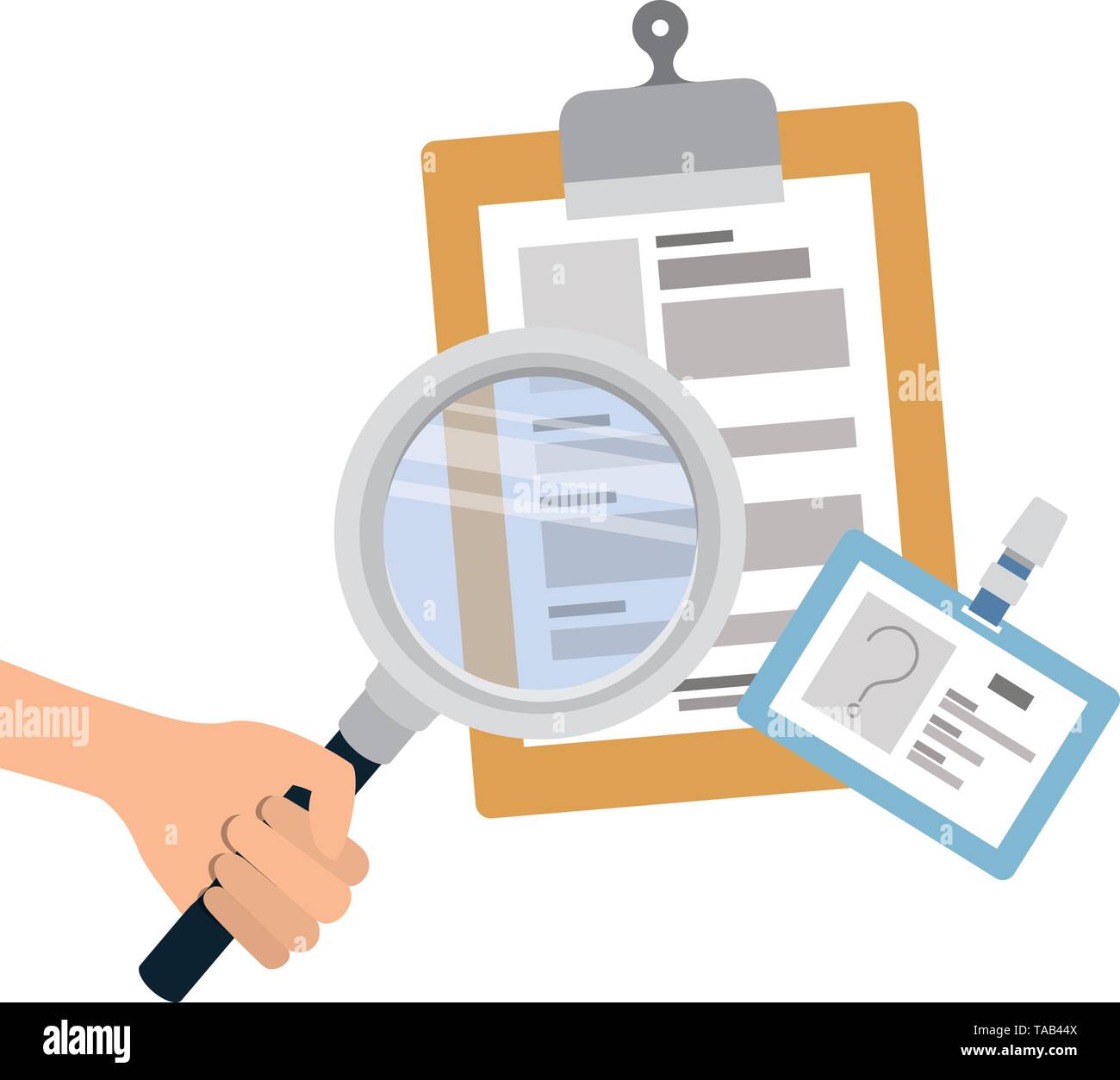 hands with identification card and magnifying glass Stock Vector Image ...