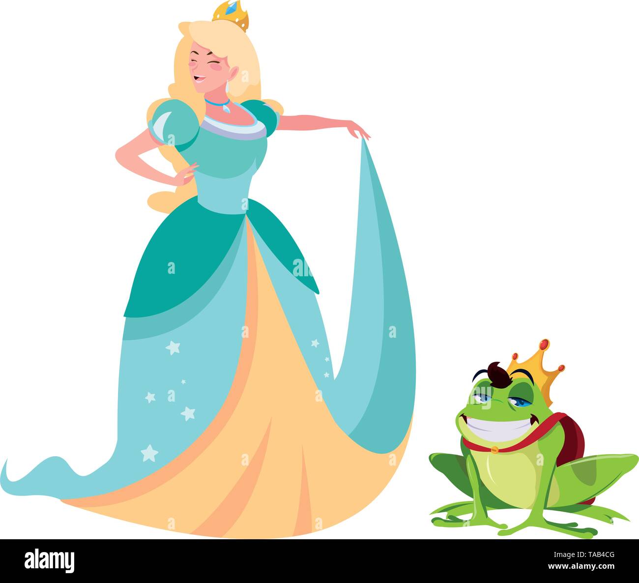 beautiful princess and toad prince of tales character vector ...