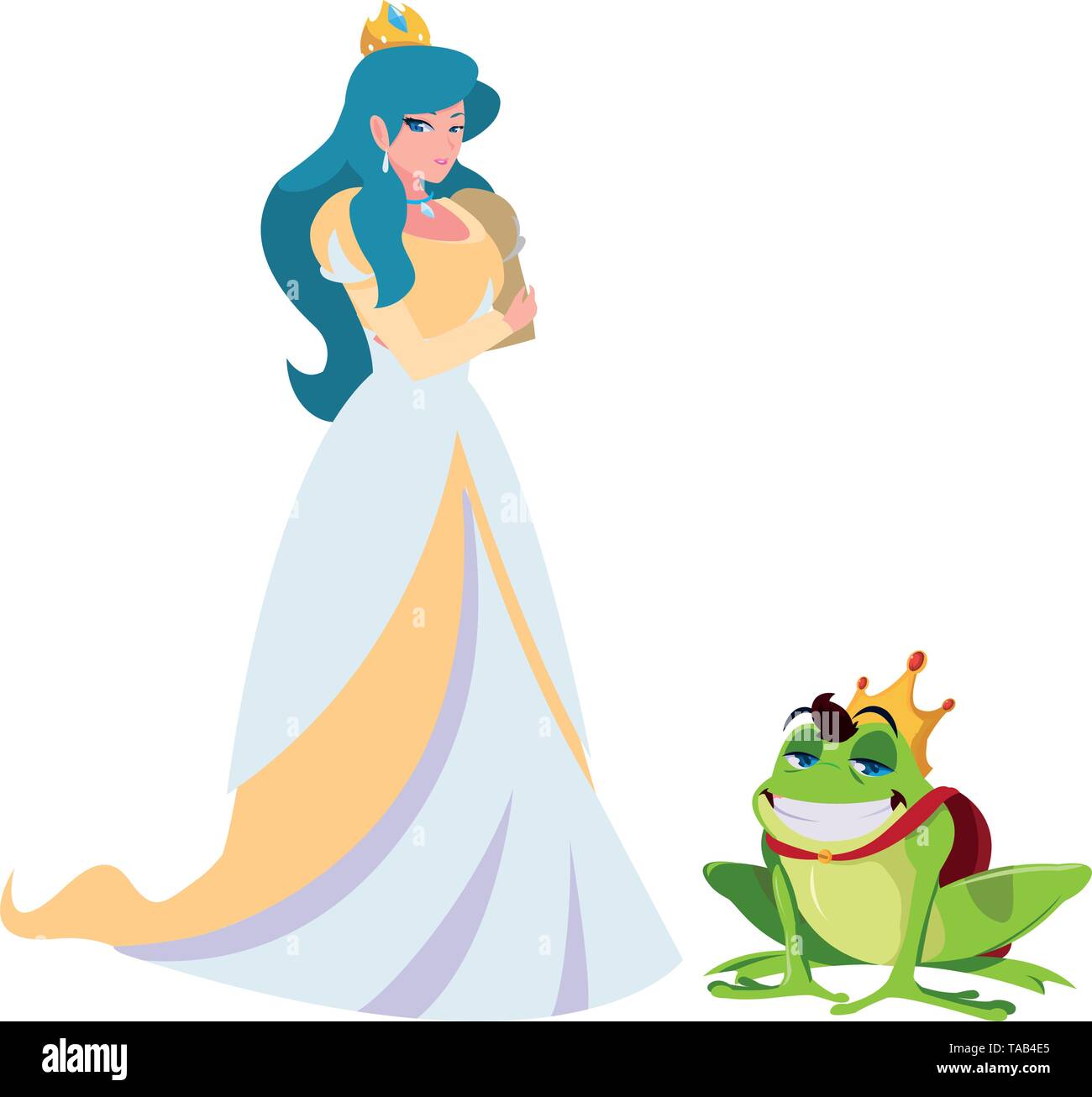 beautiful princess and toad prince of tales character vector ...