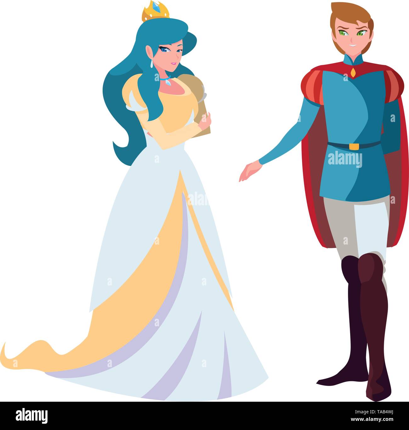 prince charming and princess of tales characters vector illustration ...
