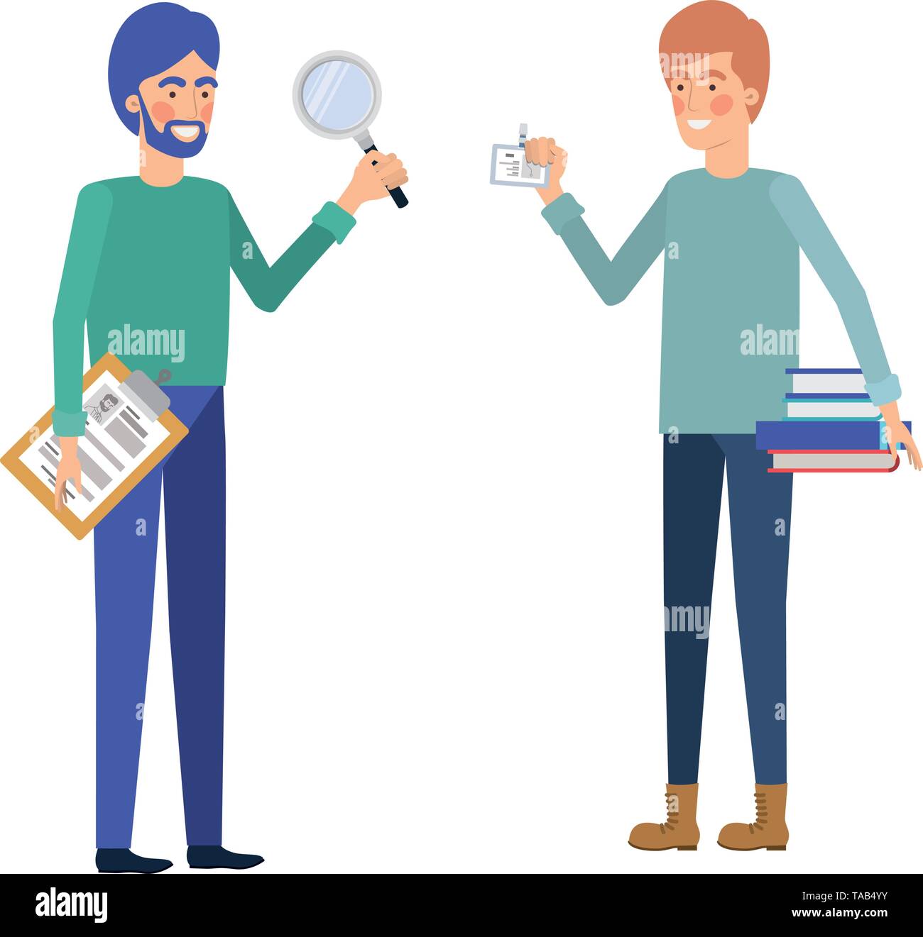 men with office objects in white background Stock Vector Image & Art ...