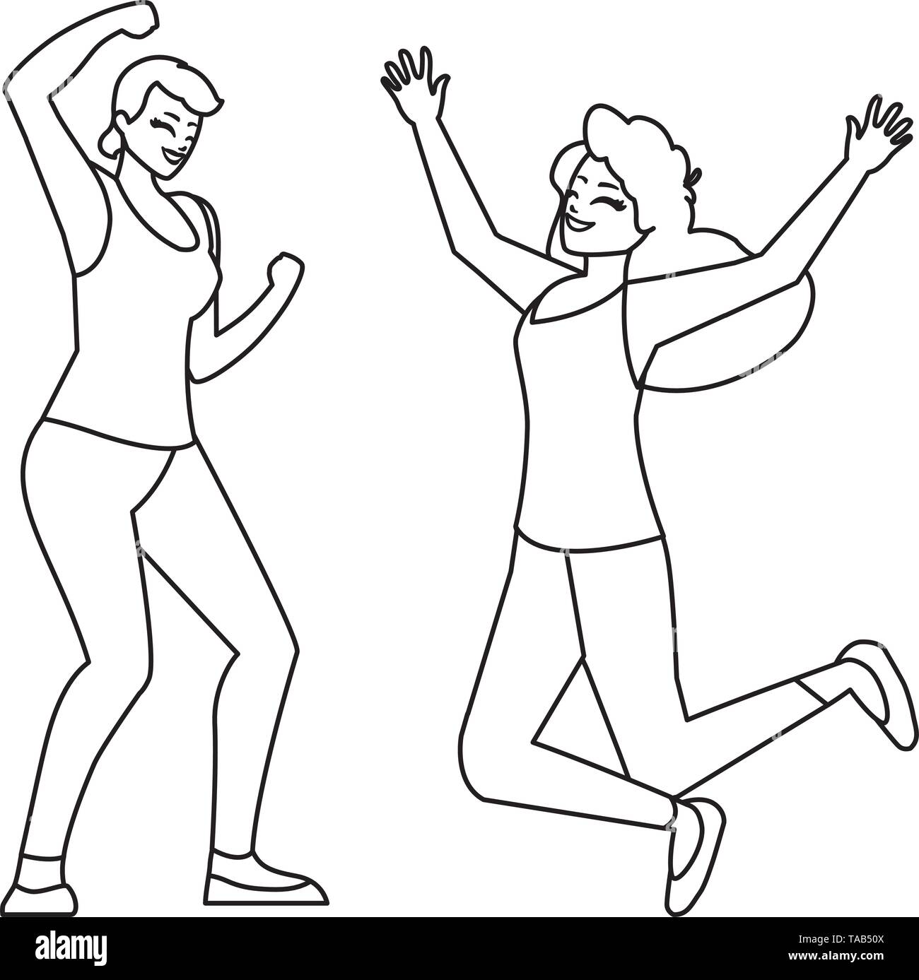 happy young women celebrating characters vector illustration design ...