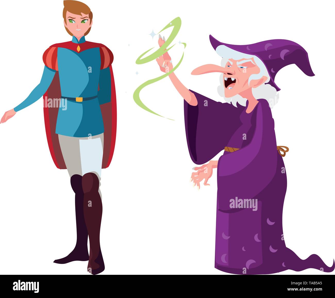 prince charming and witch of tales character vector illustration design ...