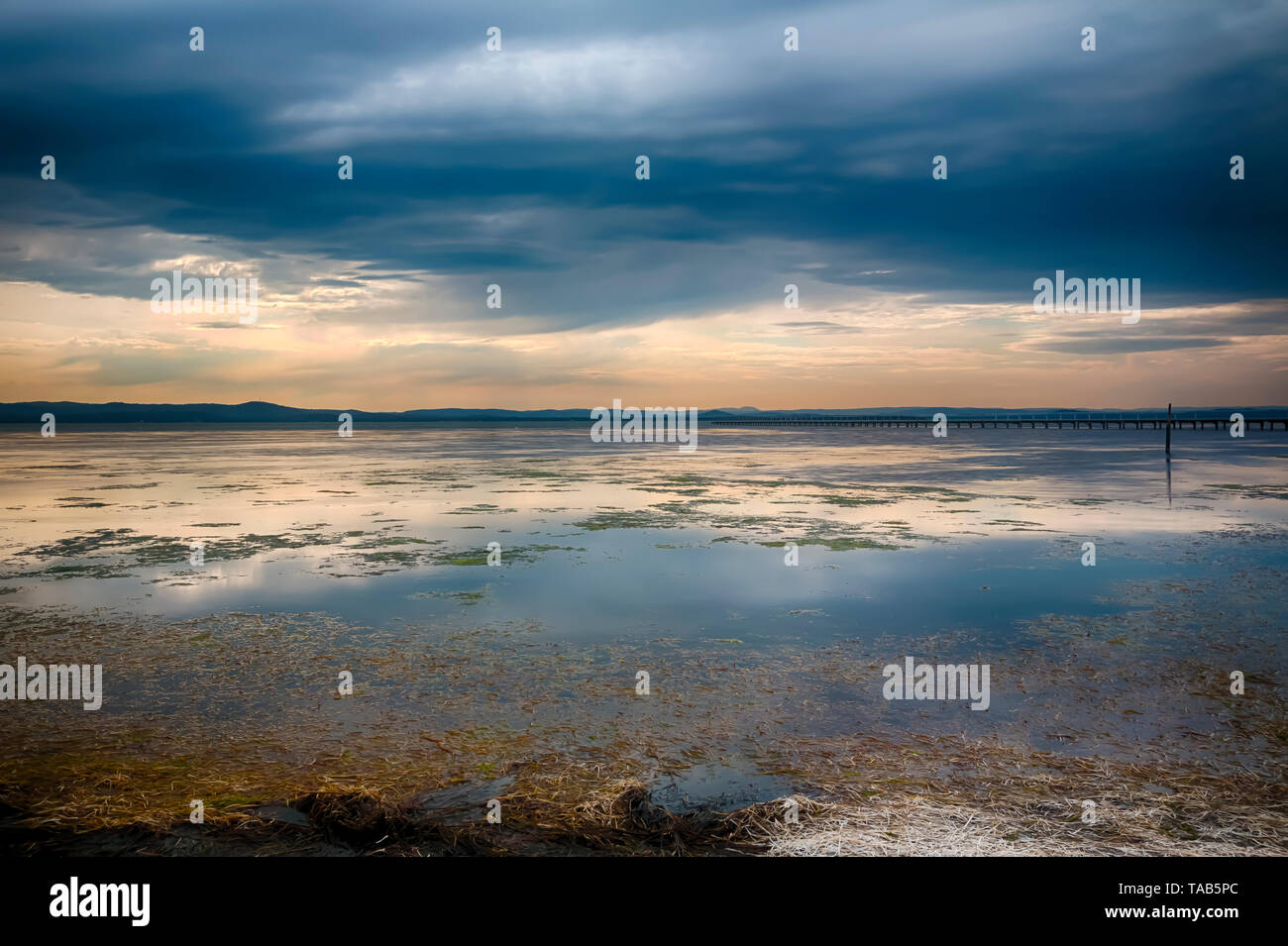 A large tidal lake at sunset Stock Photo - Alamy