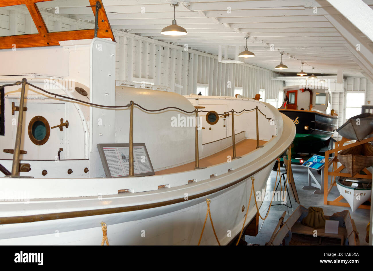 motorized lifeboat, nautical display; Cannery Boat Exhibit; Sleeping ...