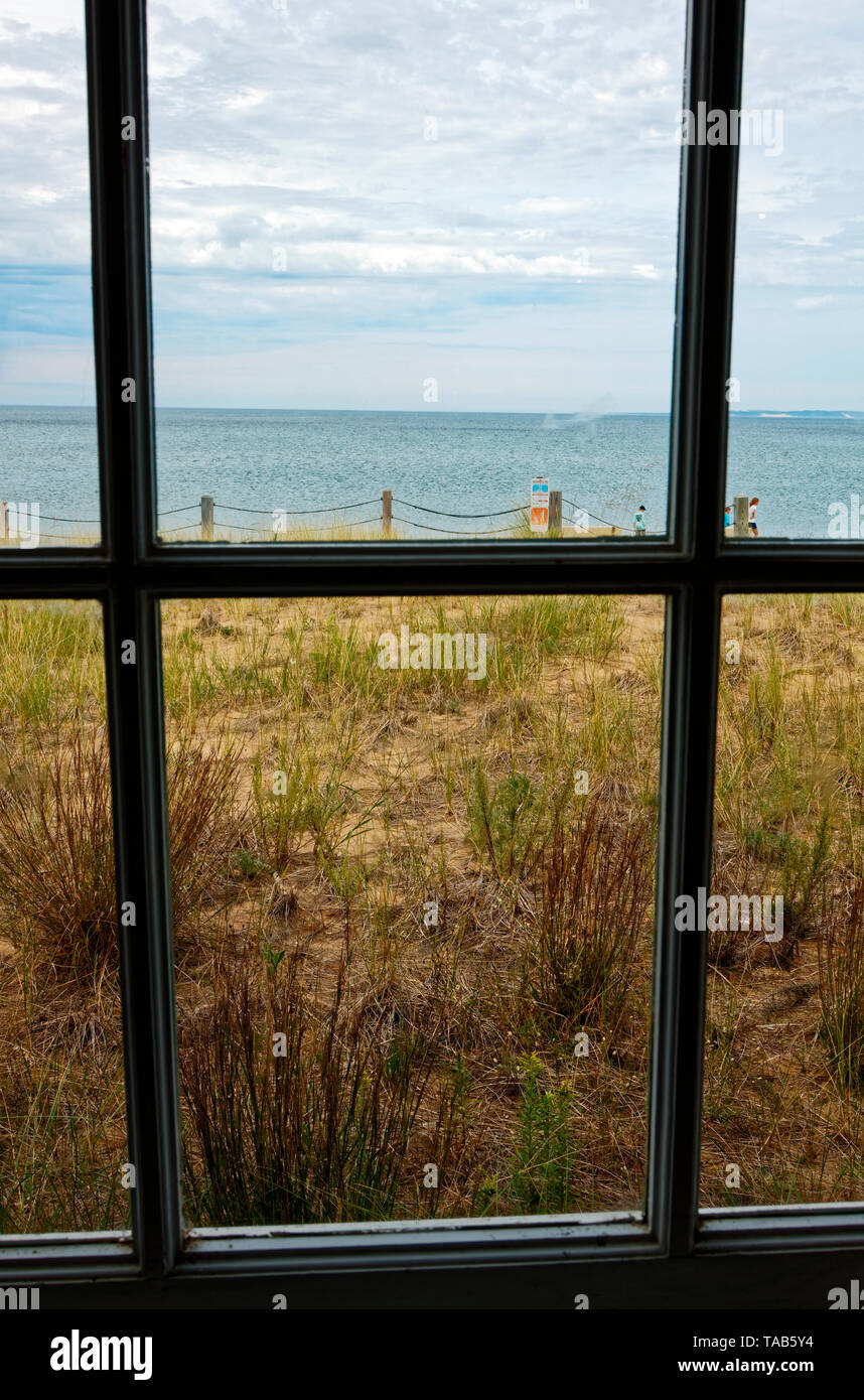 Lake Michigan view from Cannery window; Sleeping Bear Dunes National ...