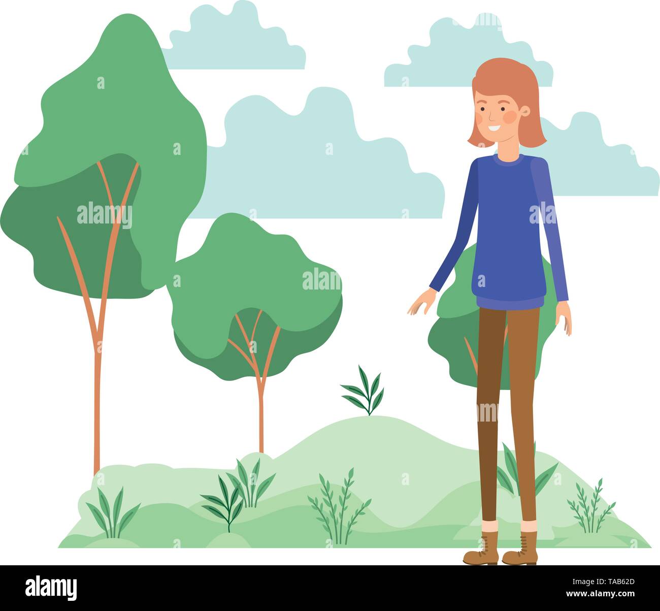 woman standing in landscape avatar character Stock Vector Image & Art ...