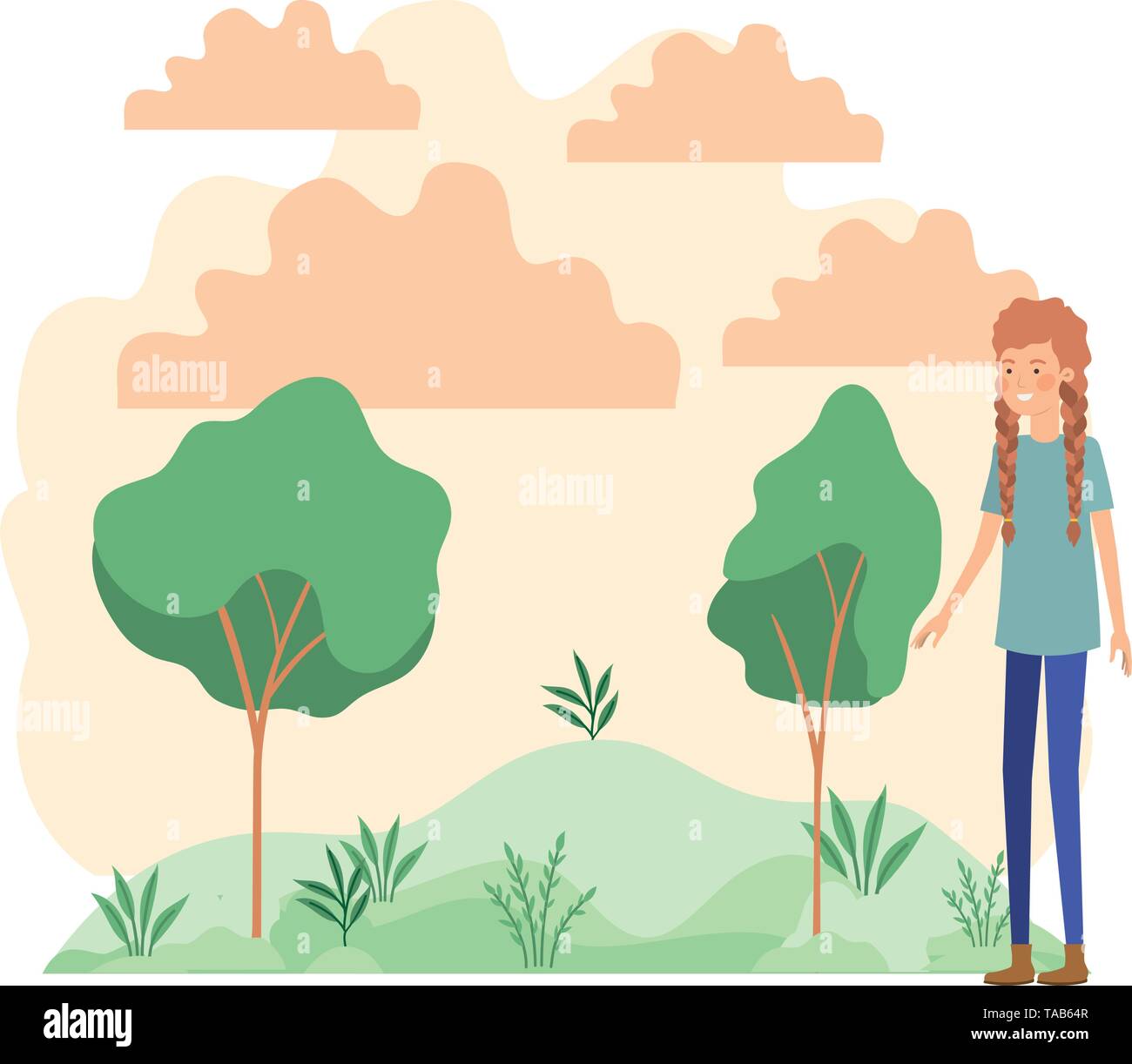 woman standing in landscape avatar character Stock Vector Image & Art ...