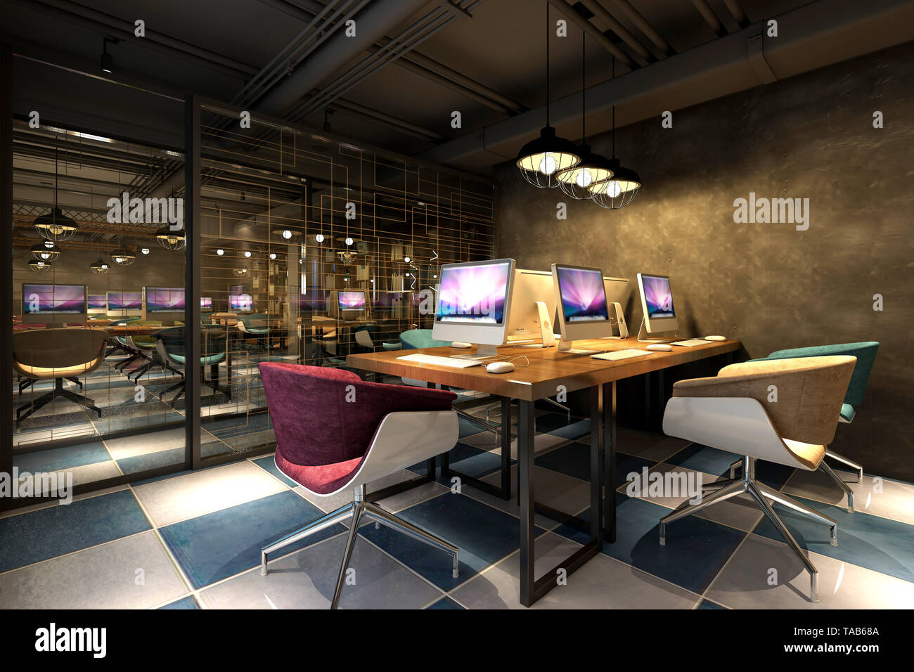 3d render of modern working office Stock Photo - Alamy