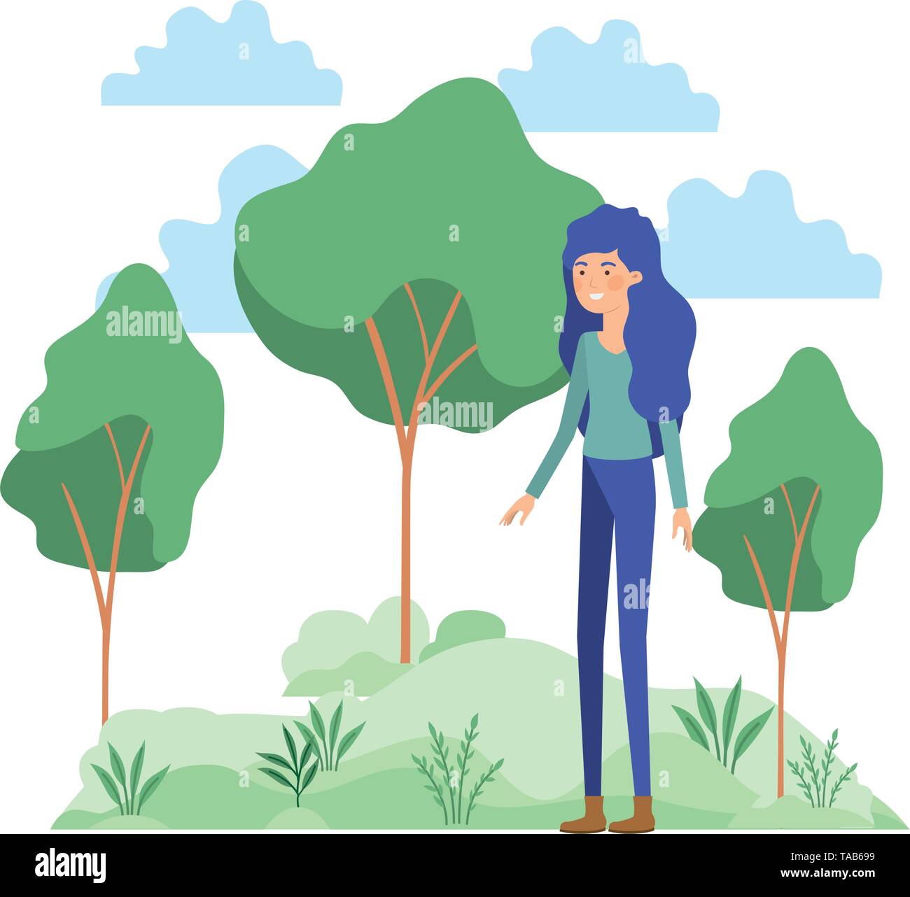 woman standing in landscape avatar character Stock Vector Image & Art ...