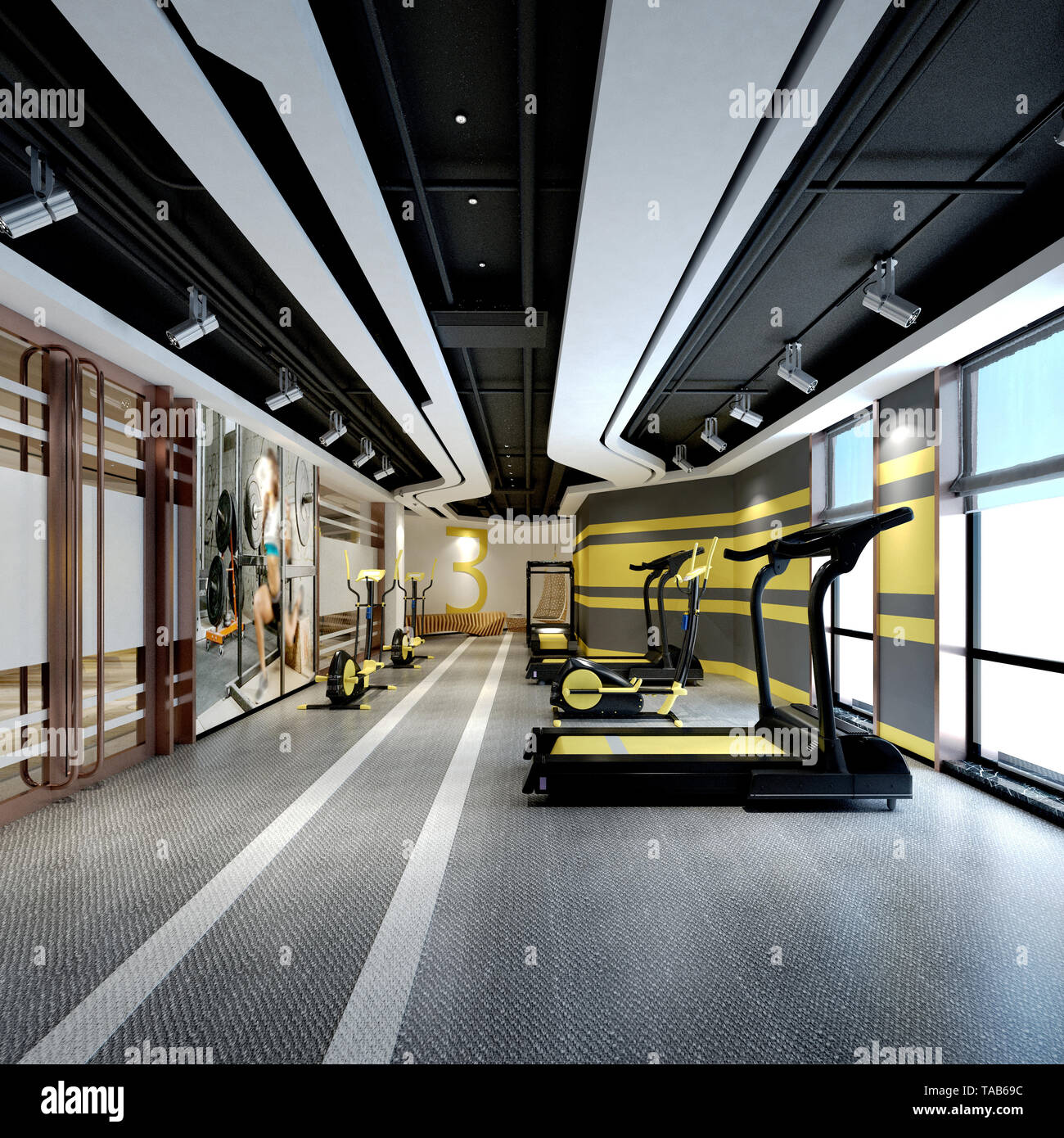 3d render fitness center Stock Photo - Alamy