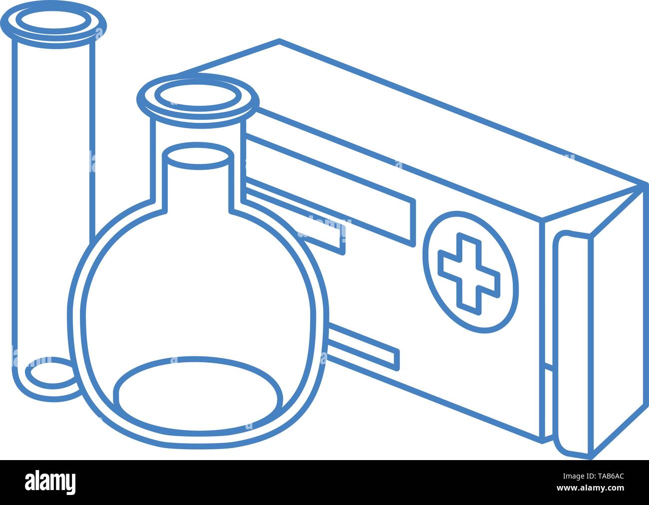 laboratory instruments with medicines in white background Stock Vector ...