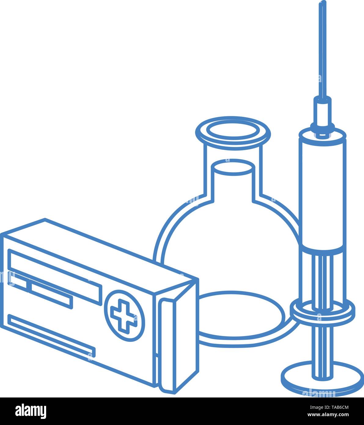 laboratory instruments with medicines in white background Stock Vector ...