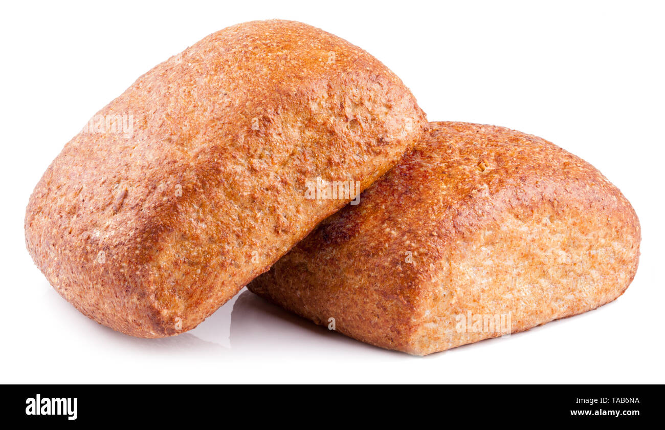 wholemeal roll bread on white background Stock Photo - Alamy