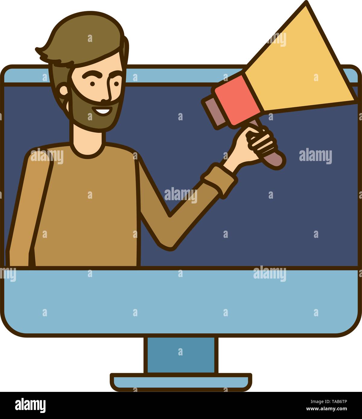 man on computer screen with white background Stock Vector Image & Art ...