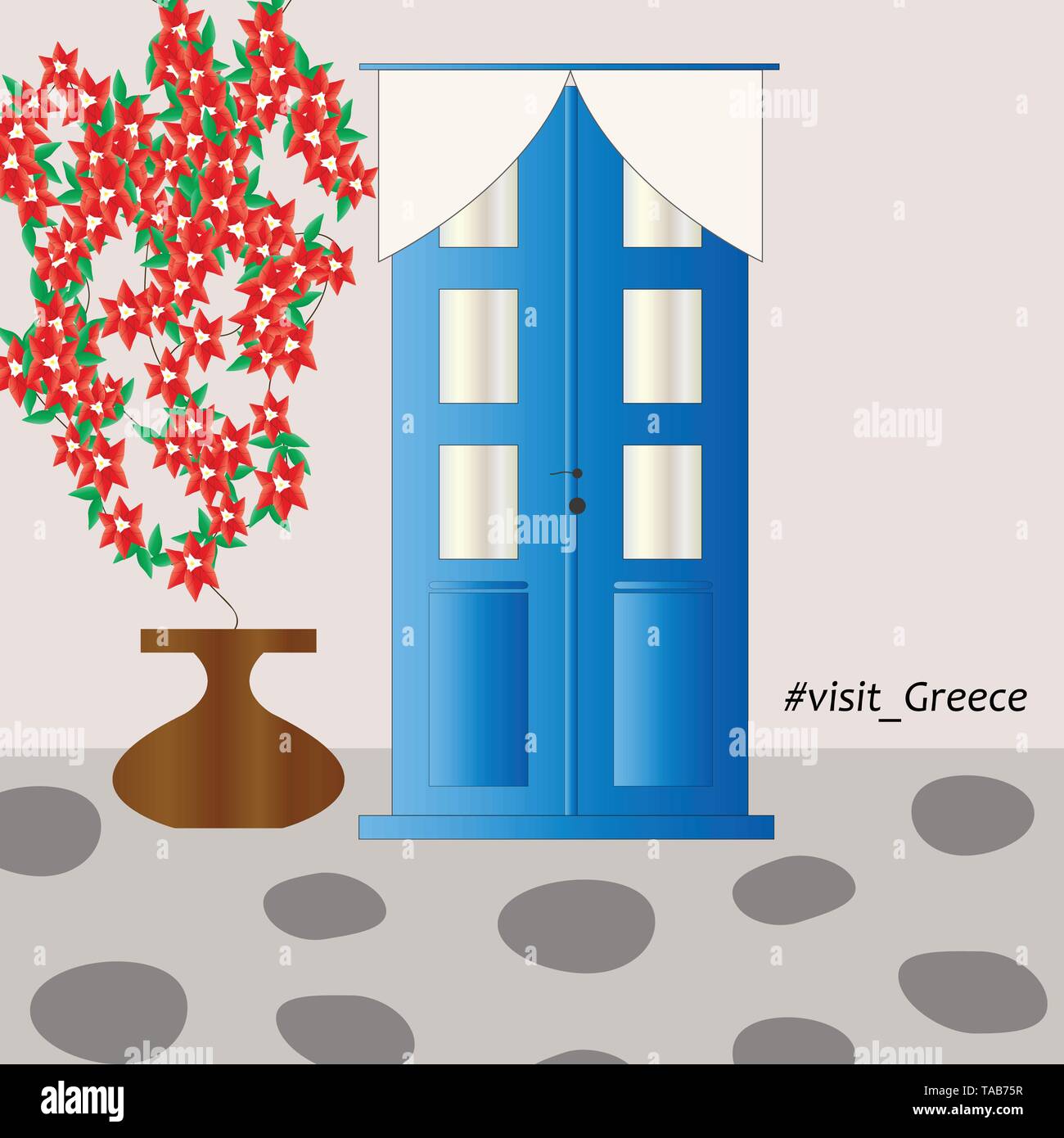 visit Greece logo - traditional architecture from Cyclades islands with ...