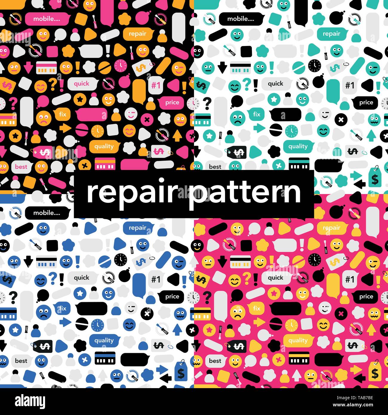 Set of seamless pattern from thematic icons of repair subjects. Concept ...