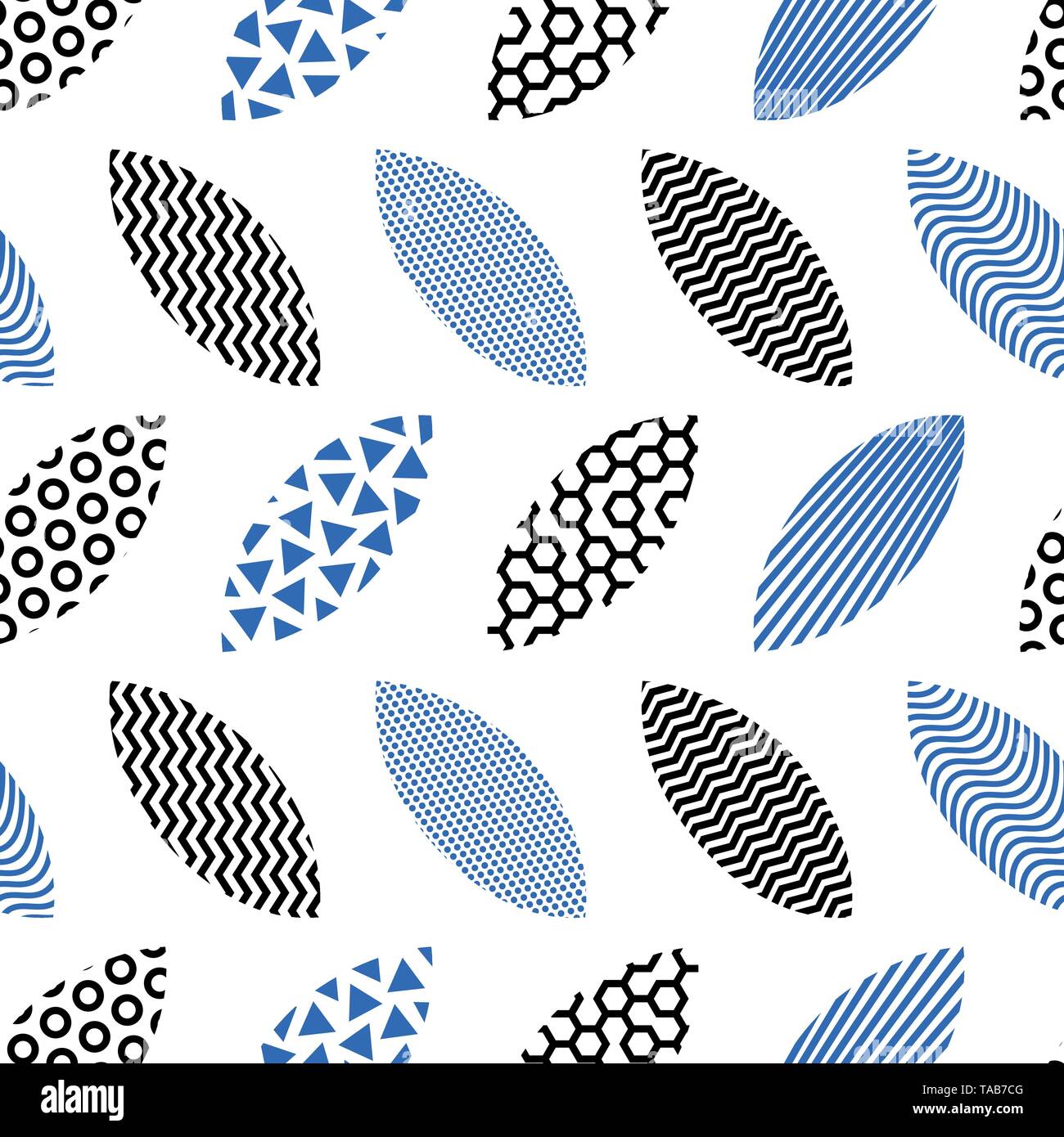 A set of seamless pattern of leaves that are filled with abstract ...