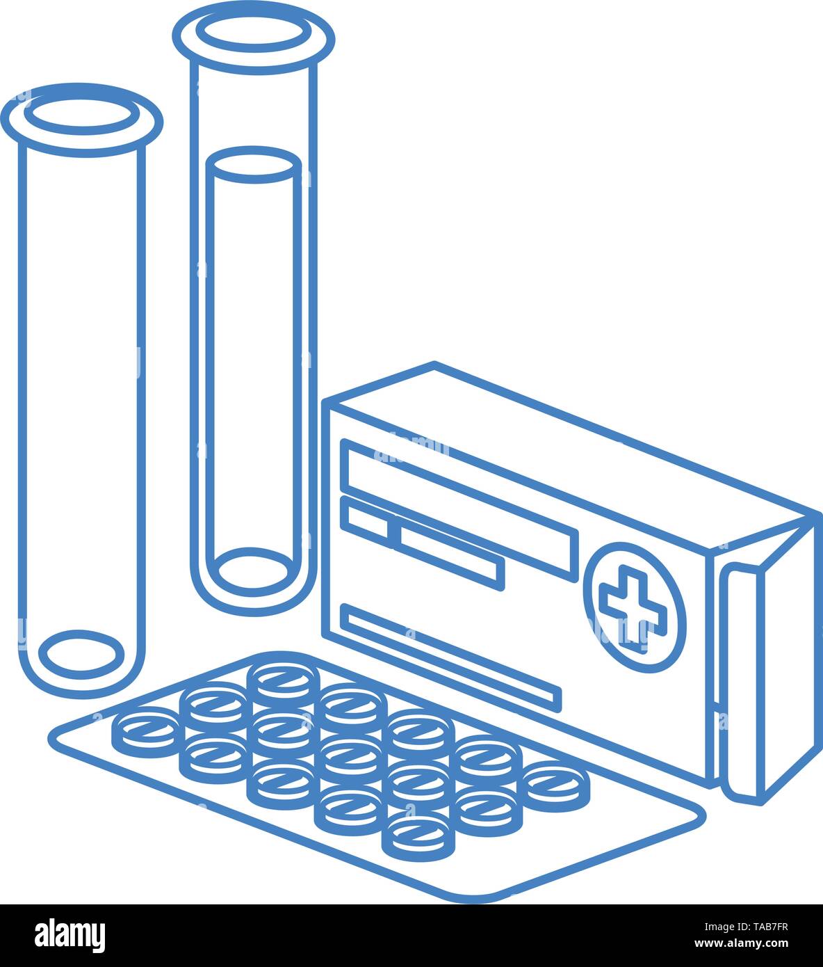 laboratory instruments with medicines in white background Stock Vector ...