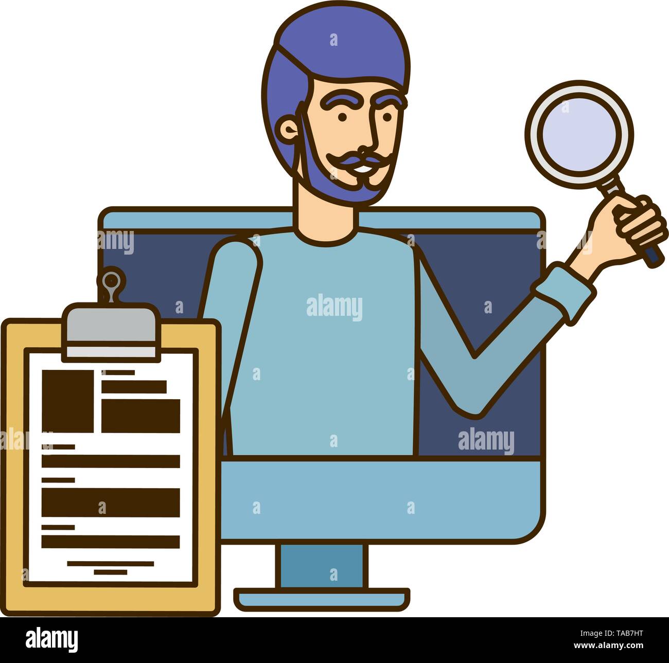 man on computer screen with white background Stock Vector Image & Art ...