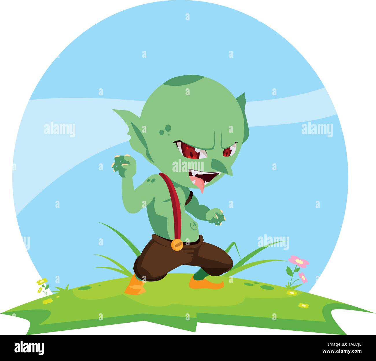 ugly troll in the camp magic character vector illustration design Stock ...