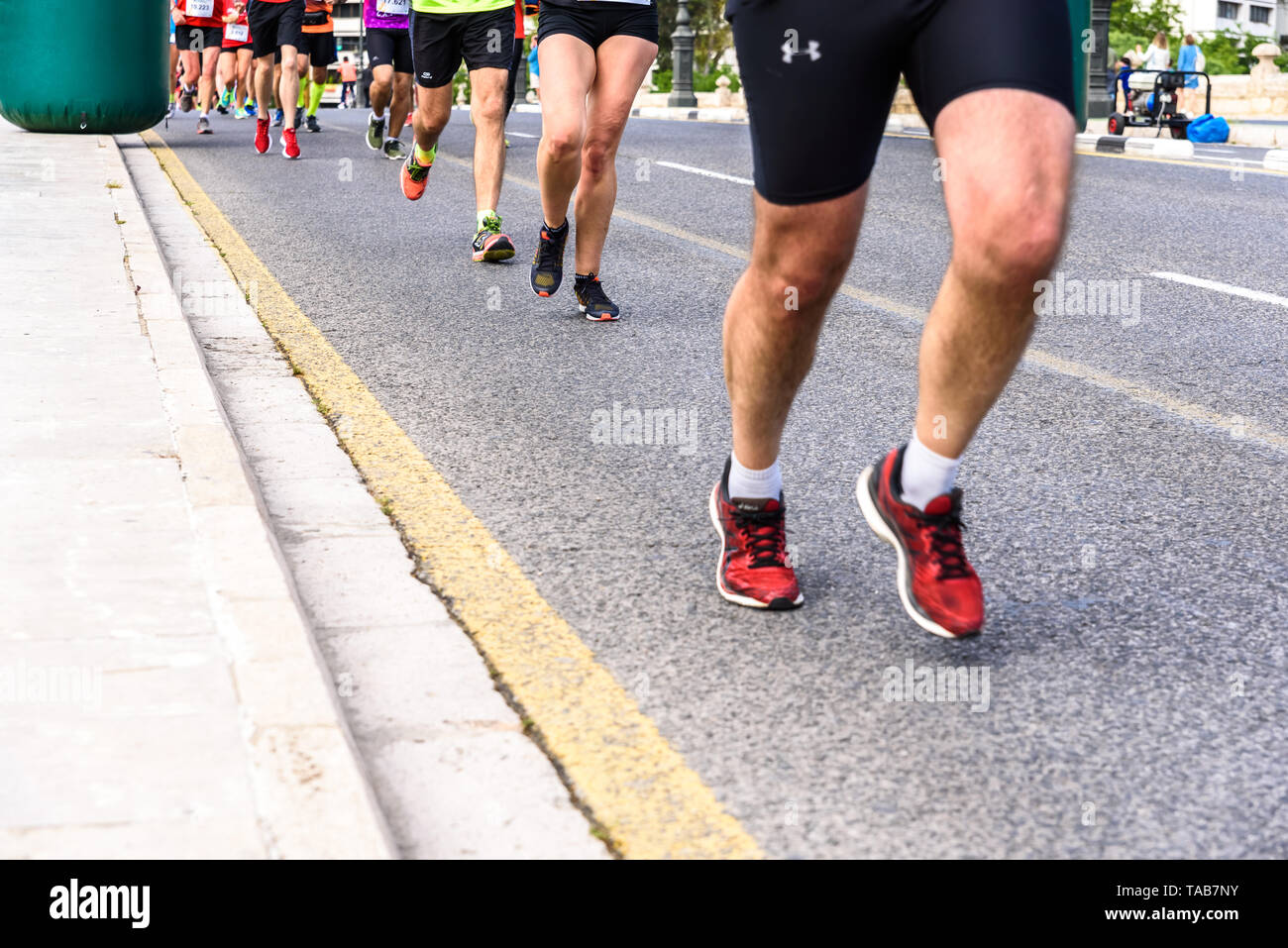 Female run finish line white background hi-res stock photography and ...
