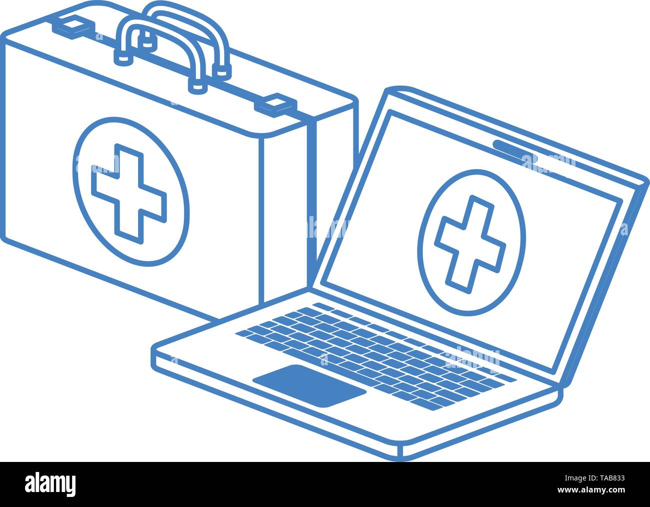 laptop with first aid kit isolated icon Stock Vector Image & Art - Alamy