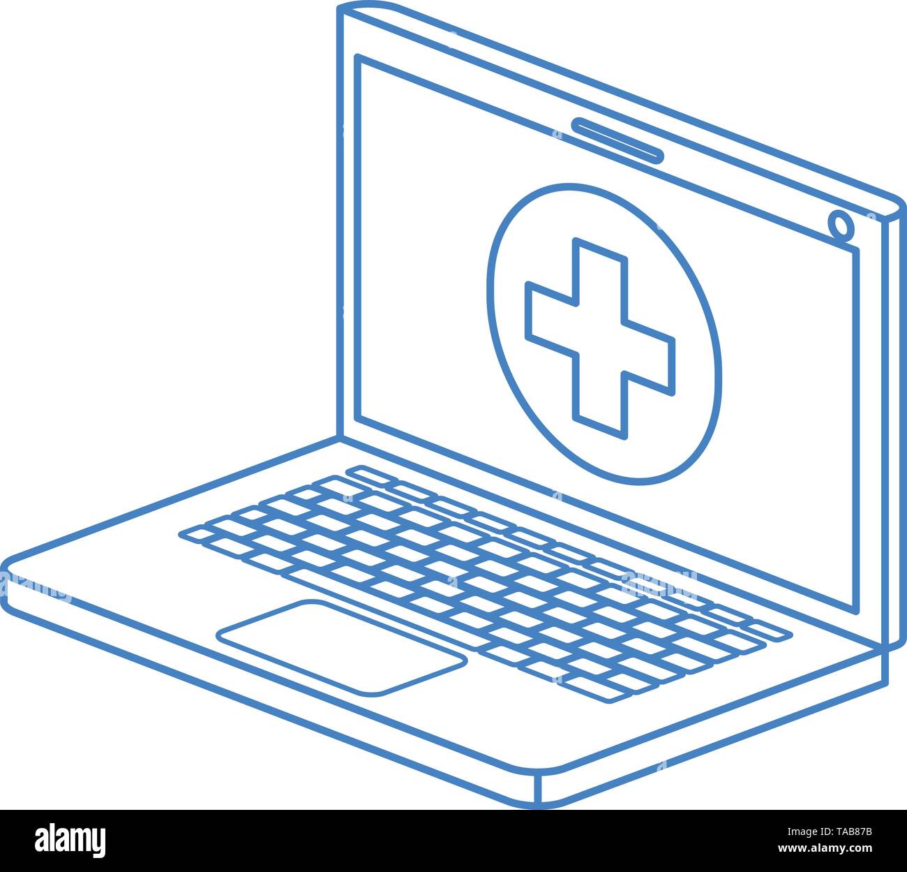 laptop with medical symbol isolated icon Stock Vector Image & Art - Alamy