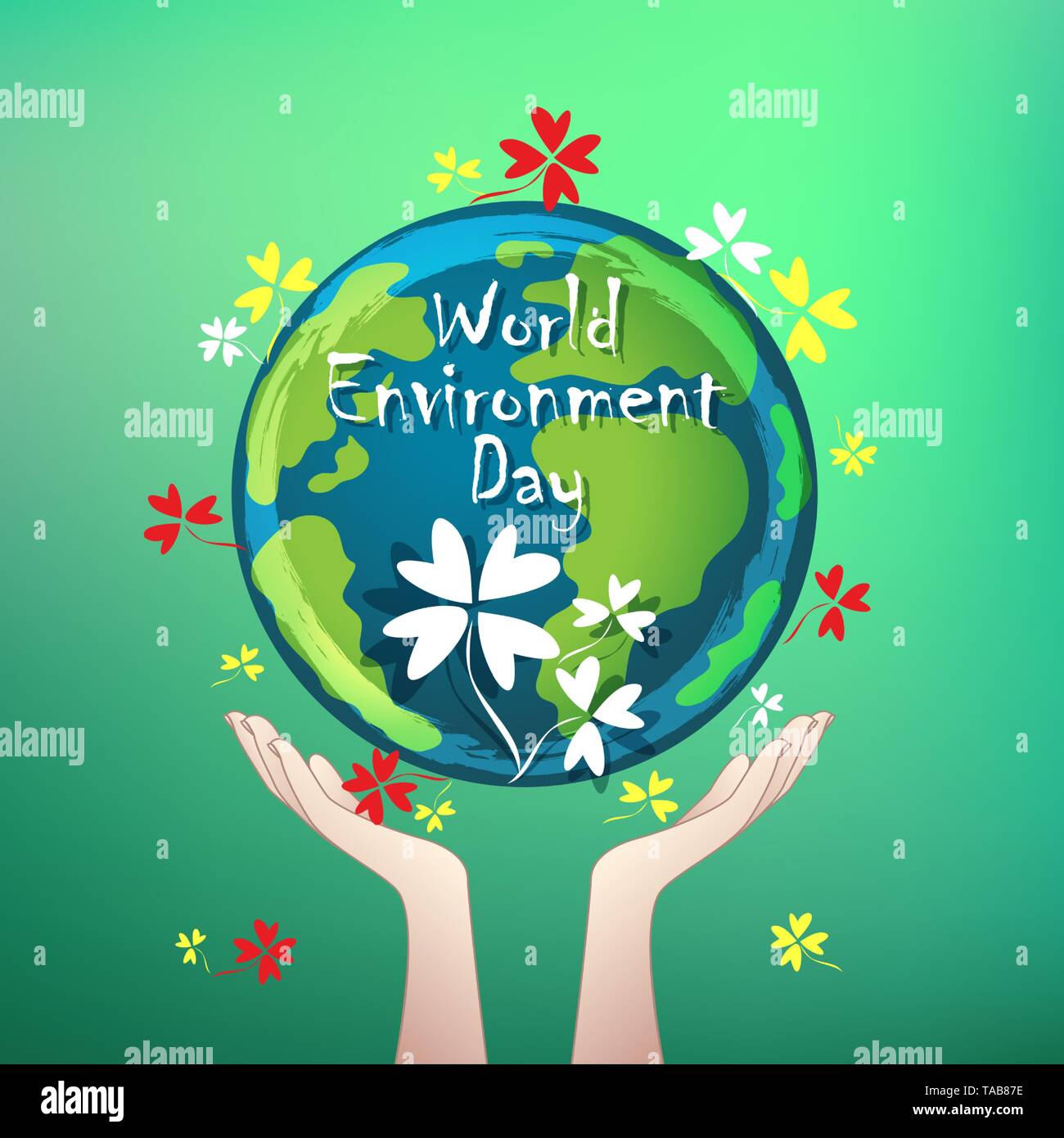 World environment day sign on green background. Vector illustration ...