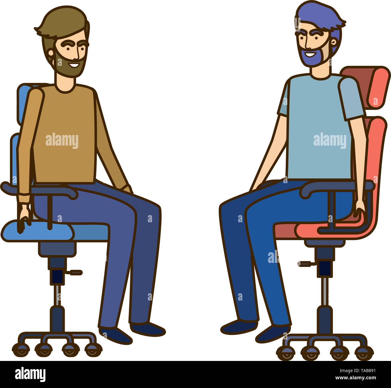 men with sitting in office chair avatar character Stock Vector Image ...