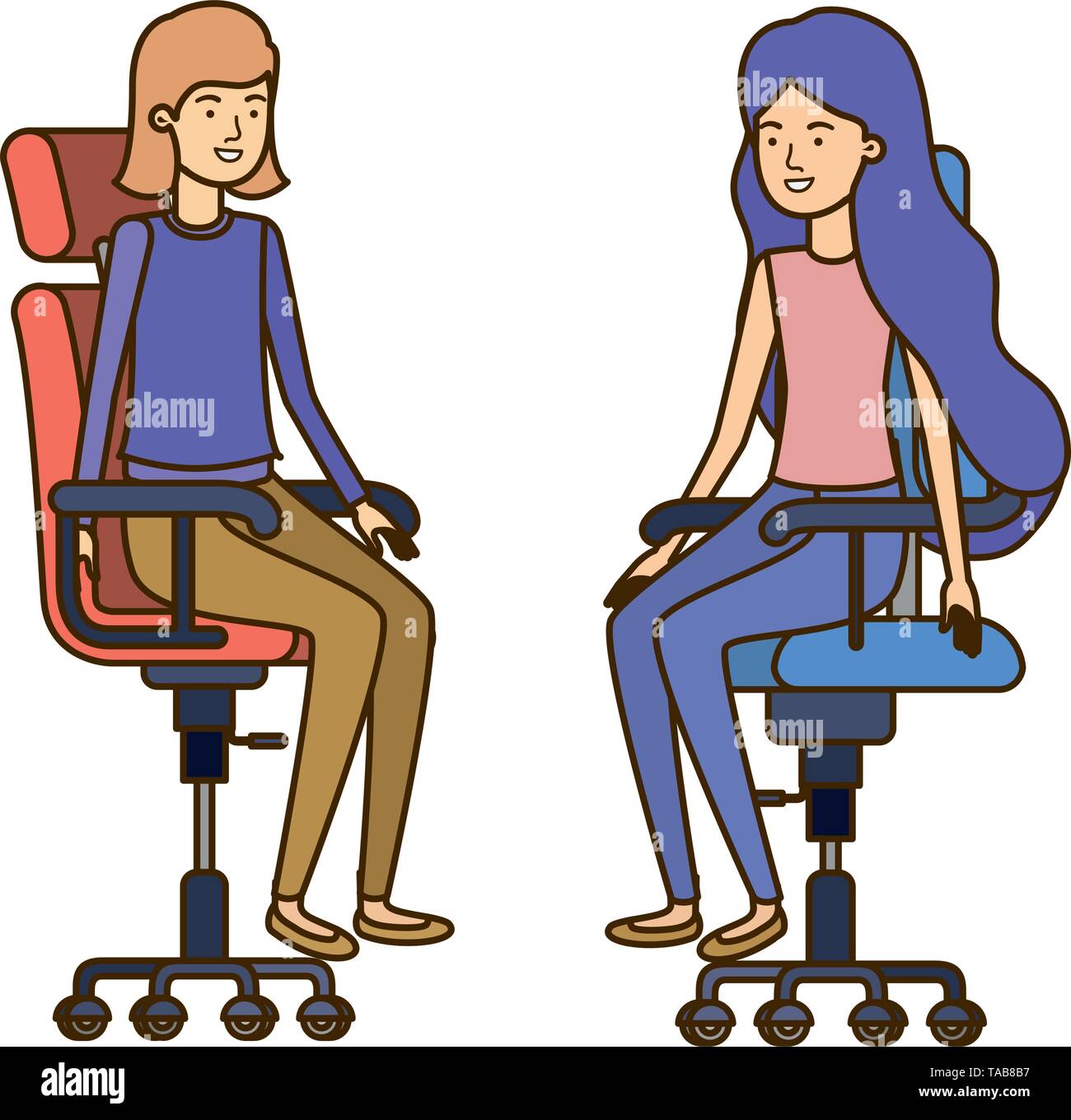 women with sitting in office chair avatar character Stock Vector Image ...