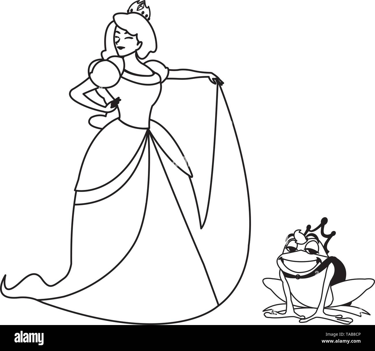 beautiful princess and toad prince of tales character vector ...