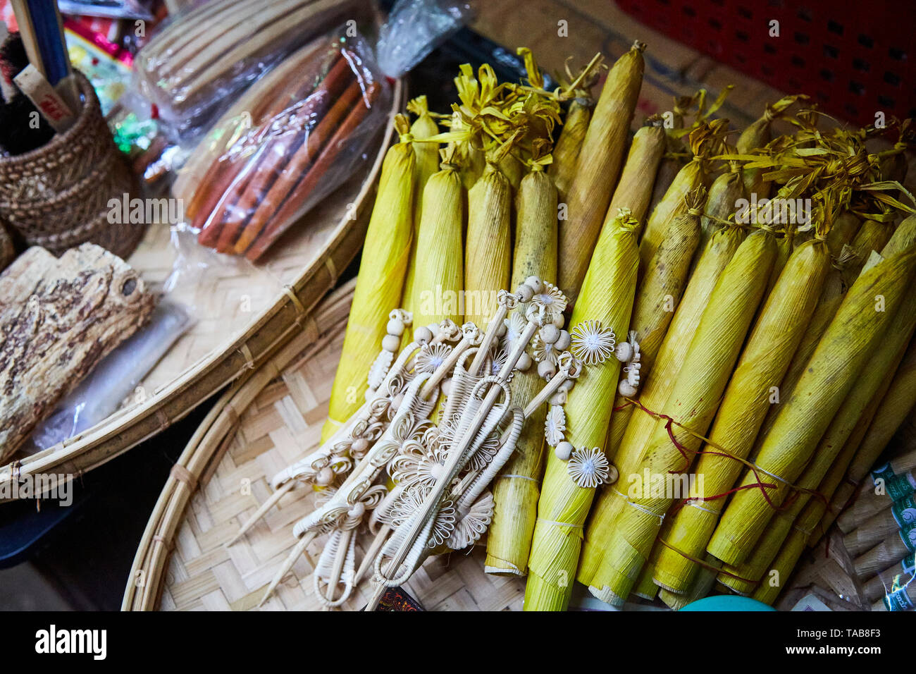 Hand-rolled cigars for sale in market in Bagan, Myanmar Stock Photo - Alamy